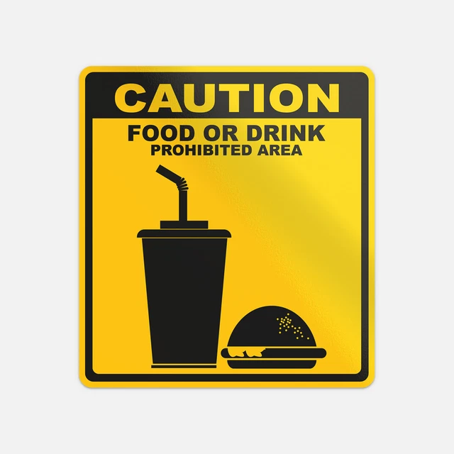 DOPASTICKER Warning Sign Caution Food Or Drink Prohibited Area Sticker ...