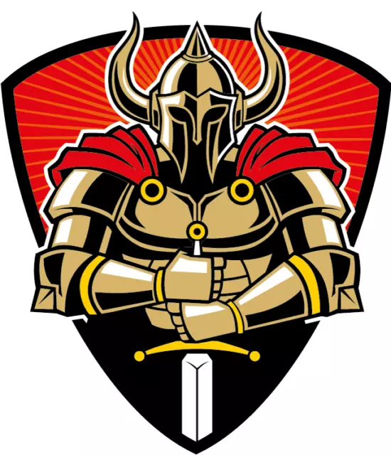 DOPASTICKER Warrior With Armor And Sword Mascot Sticker Decal Phone ...