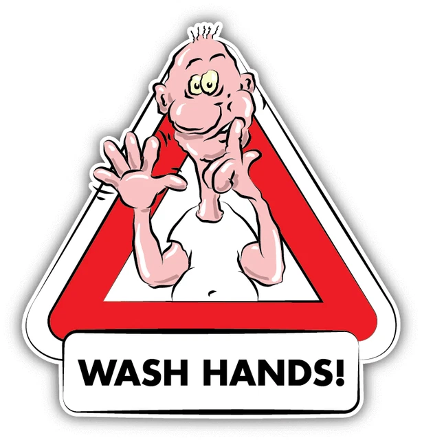 DOPASTICKER Wash Hands Warning Sign Cartoon Sticker Decal Phone Decal ...