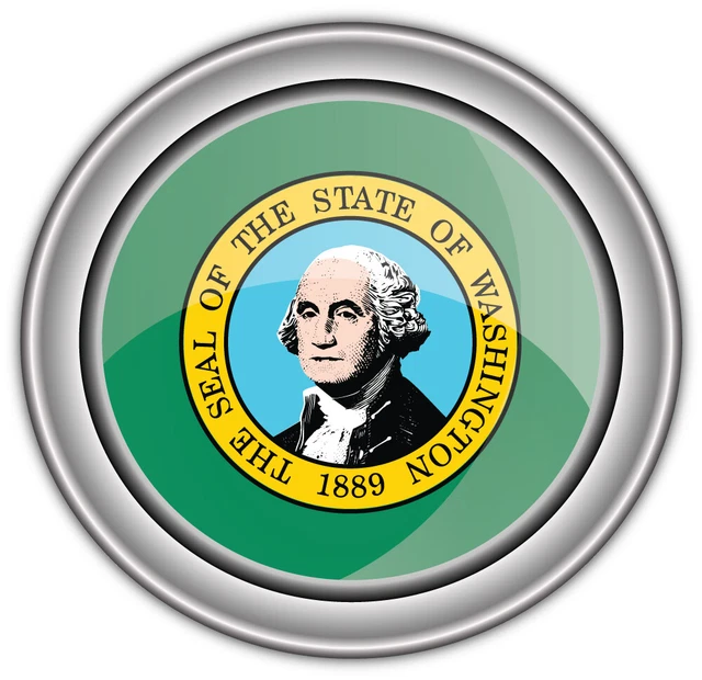 DOPASTICKER Washington Usa State Flag Silver Badge Car Sticker Decal ...