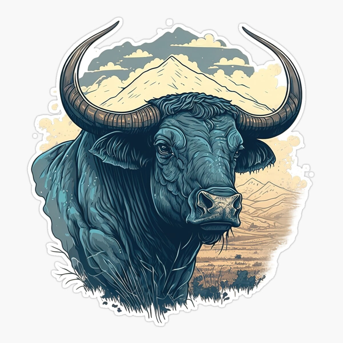 DOPASTICKER Water Buffalo Echoes Strength In The Savanna Sticker, Phone ...