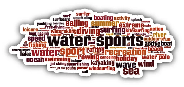 DOPASTICKER Water Sports Word Cloud Car Sticker Phone Decal Water ...