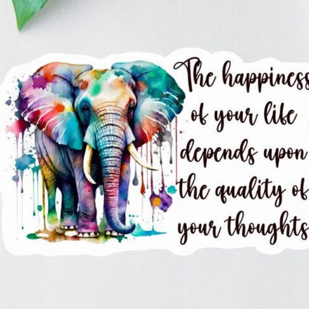 DOPASTICKER Watercolor Elephant, Elephant Lover, Rainbow Elephant, Best ...