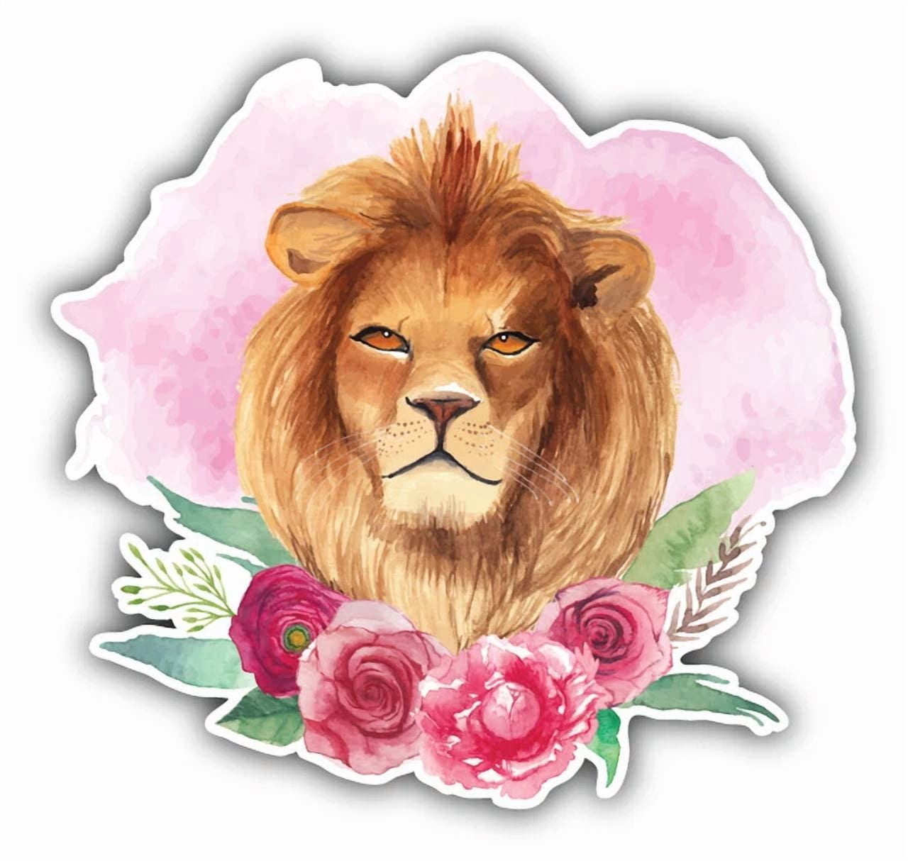 DOPASTICKER Watercolor Lion Head Car Sticker Phone Water Bottle ...