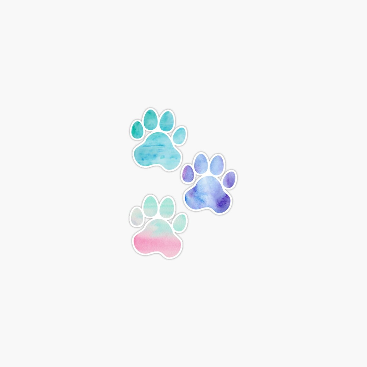 DOPASTICKER Watercolor Paw Print Trio Sticker Phone Sticker, Latop ...