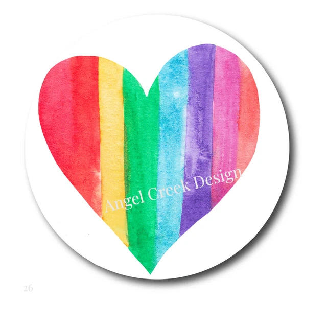 DOPASTICKER Watercolor Rainbow Heart Scrapbook Stickers Heart Rainbow ...