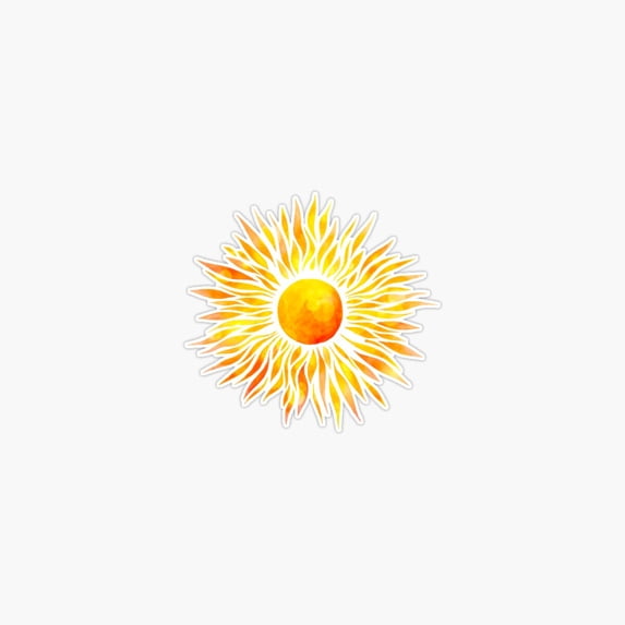 DOPASTICKER Watercolor Sun Sticker, Phone Sticker Car Stickers ...