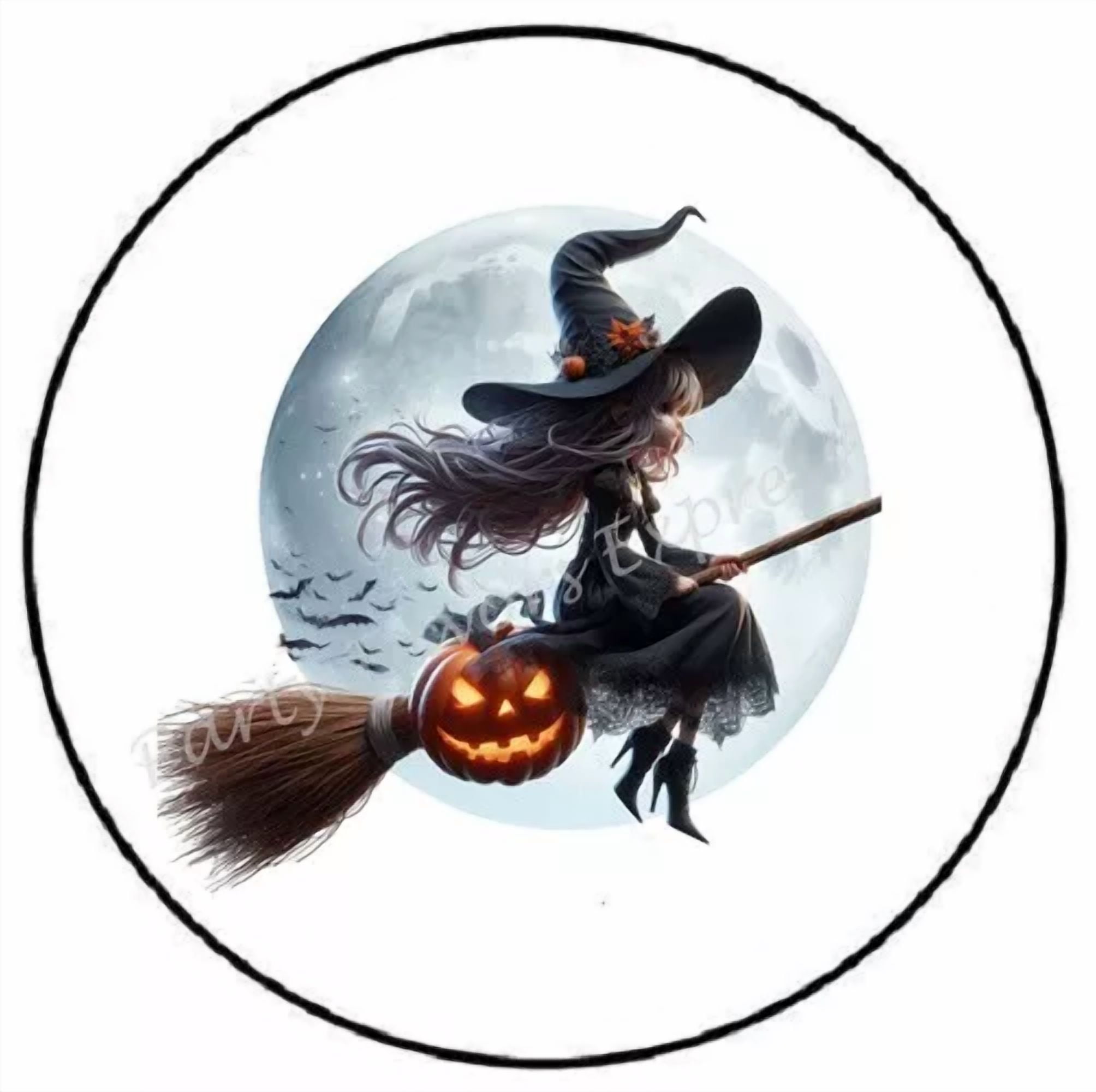 DOPASTICKER Watercolor Witc.H On Broom Hallo.Ween Stickers Favors Gift ...
