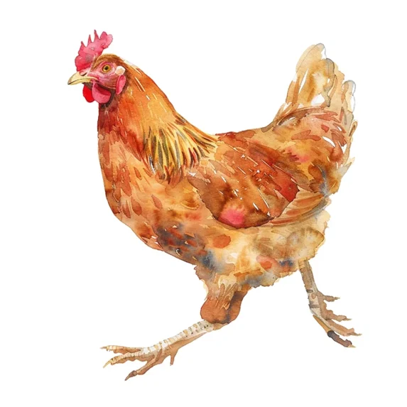 DOPASTICKER Watercolour Chicken Sticker Farm Animal Sticker Chicken ...