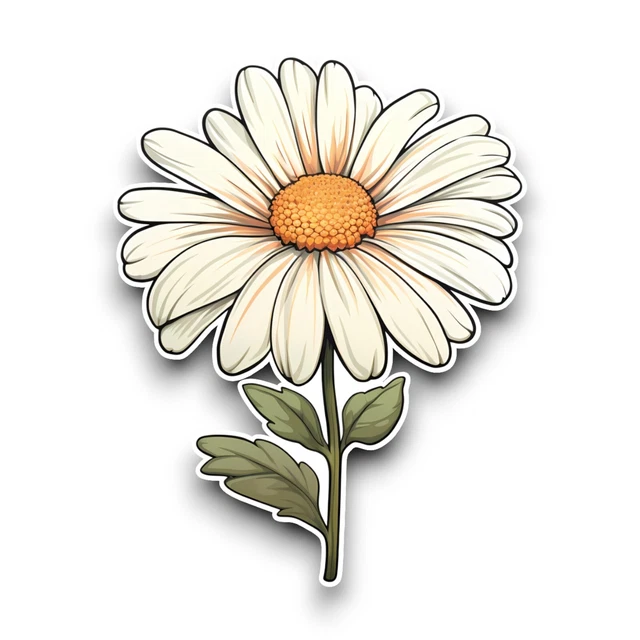 DOPASTICKER Watercolour White Daisy Flower Sticker Decal Car Laptop ...