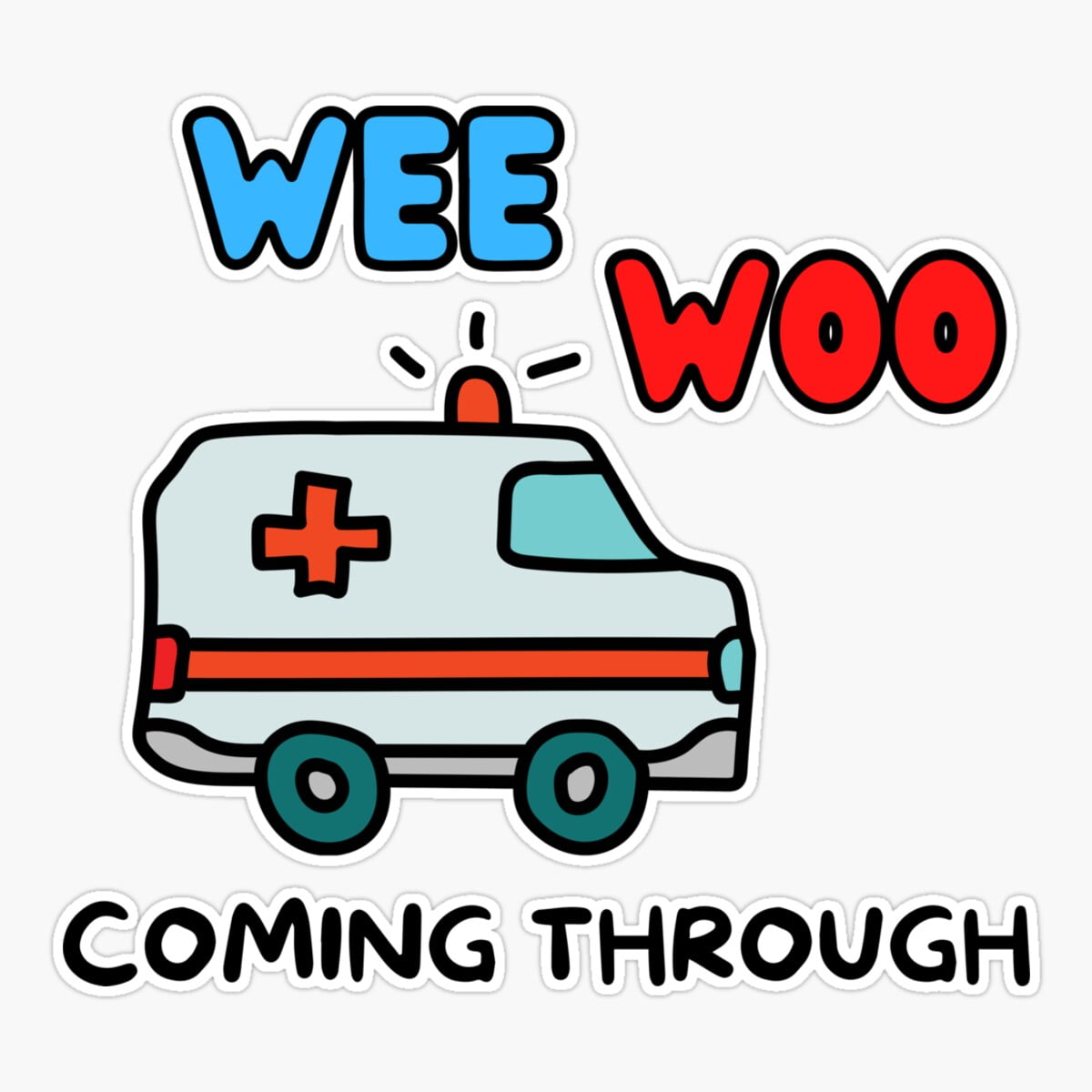 DOPASTICKER Wee Woo Ambulance Sticker, Phone Sticker Car Stickers ...