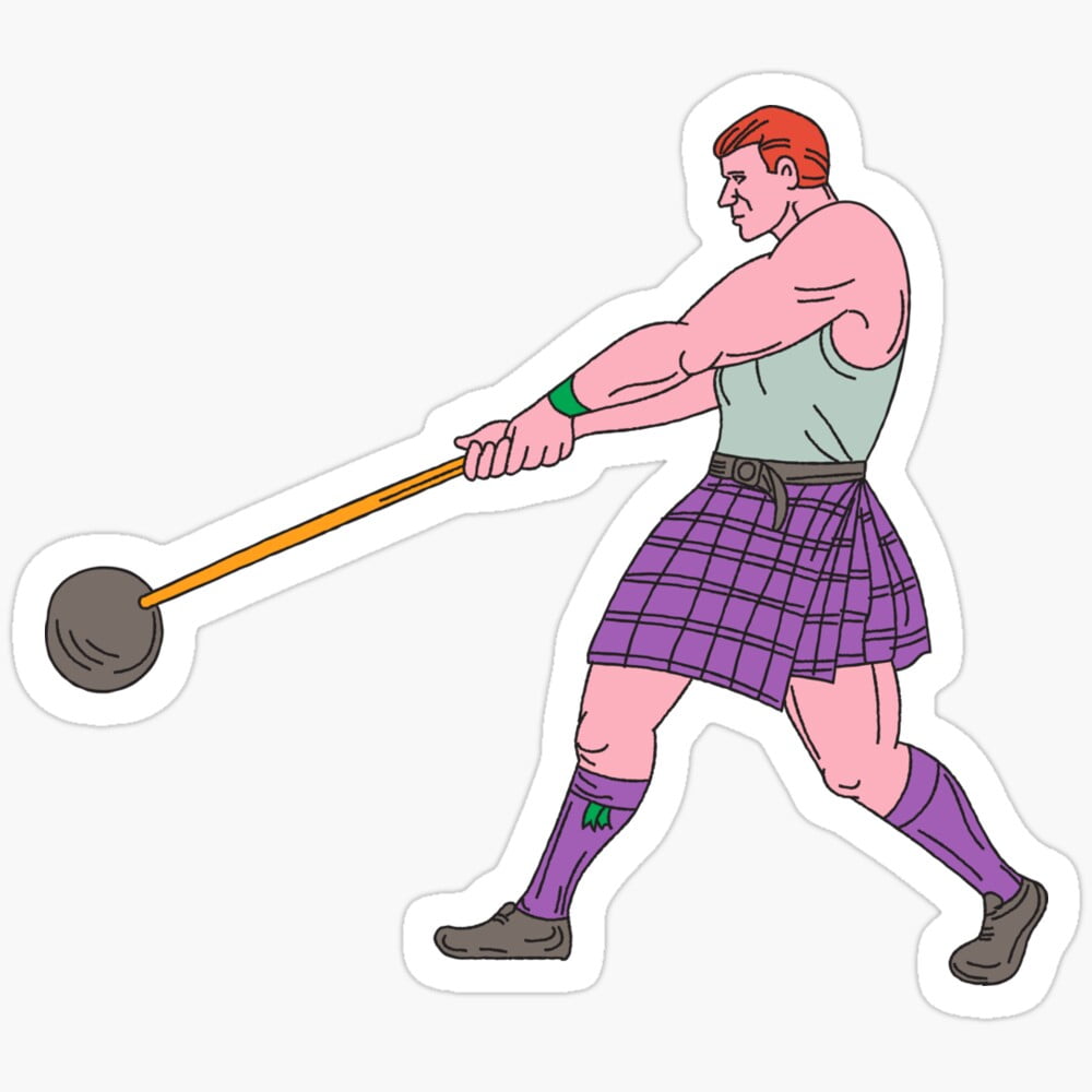 DOPASTICKER Weight Throw Highland Games Athlete Drawing Sticker Phone ...