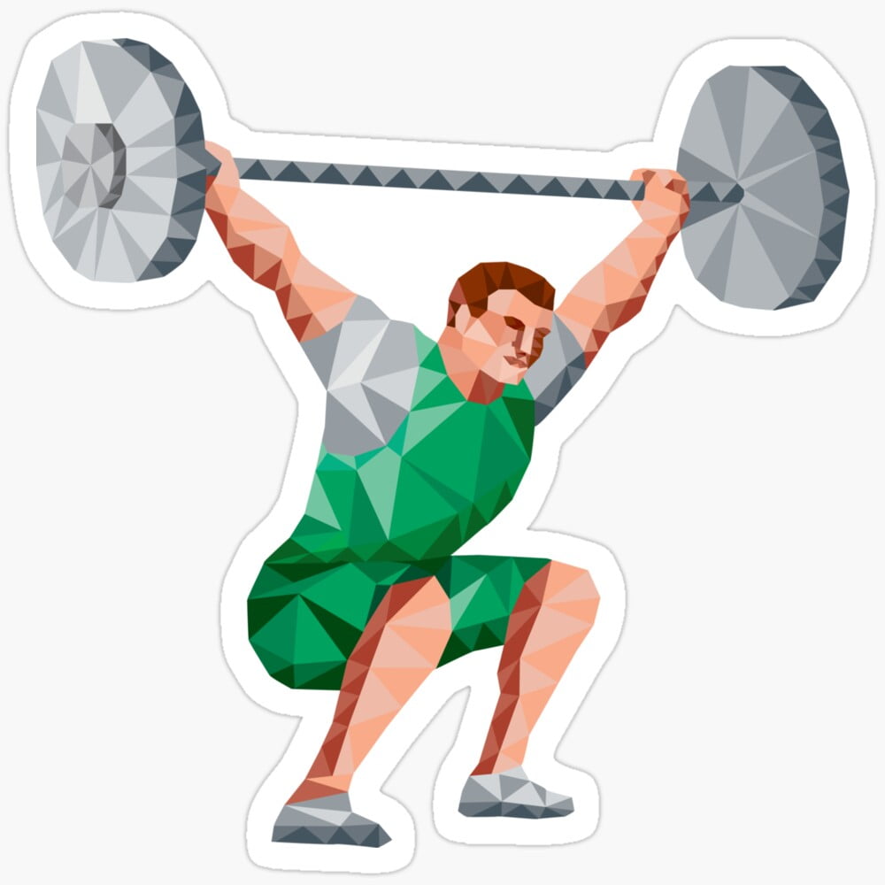 DOPASTICKER Weightlifter Lifting Barbell Low Polygon Sticker Phone ...