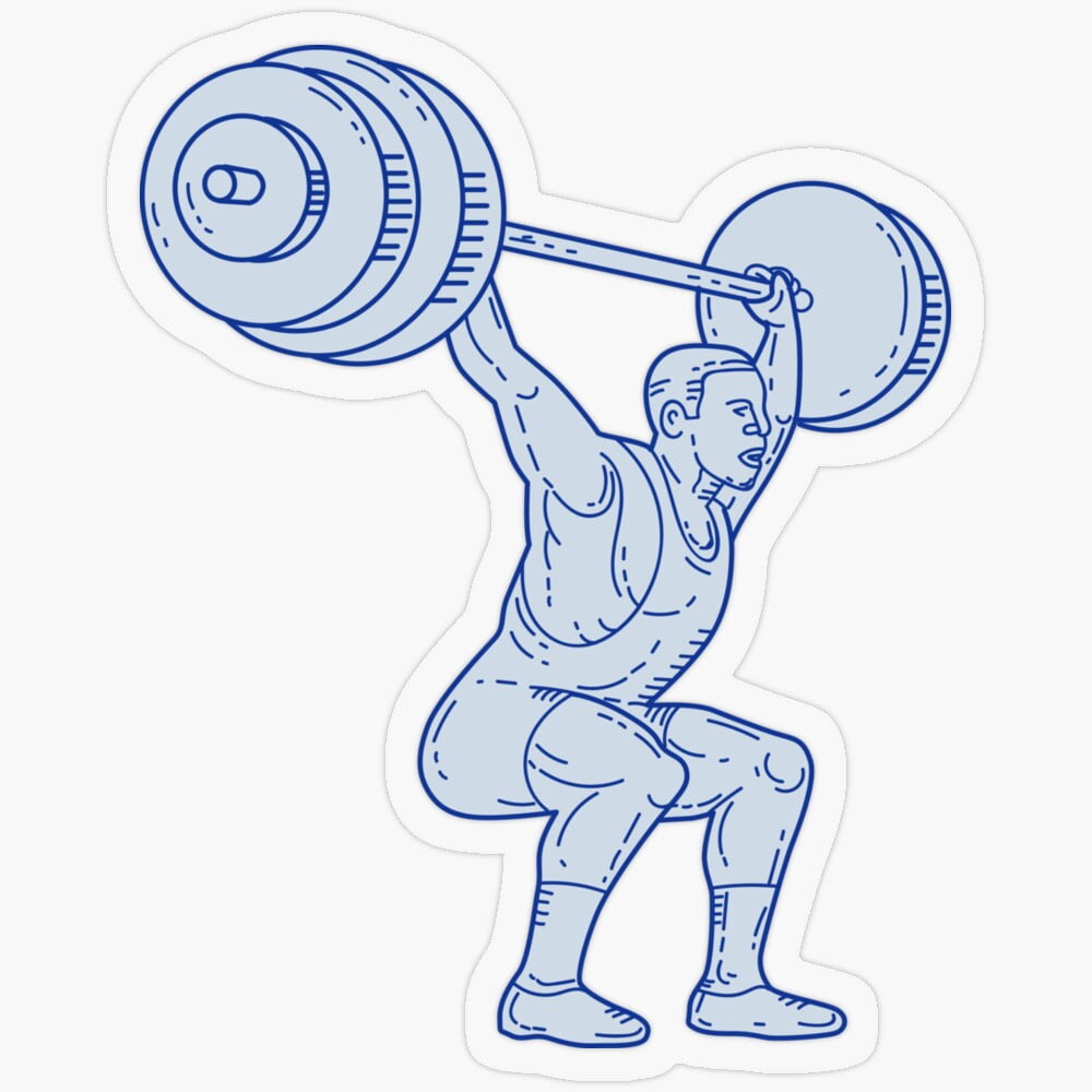 DOPASTICKER Weightlifter Lifting Barbell Mono Line Transparent Sticker ...