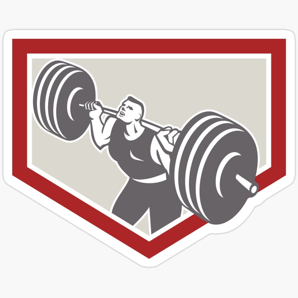 DOPASTICKER Weightlifter Lifting Barbell Shield Retro Sticker Phone ...