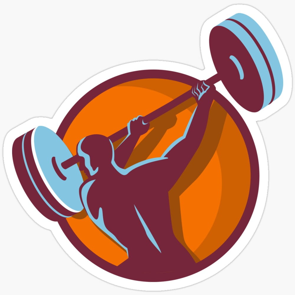 DOPASTICKER Weightlifter Swinging Barbell Rear Circle Retro Sticker ...