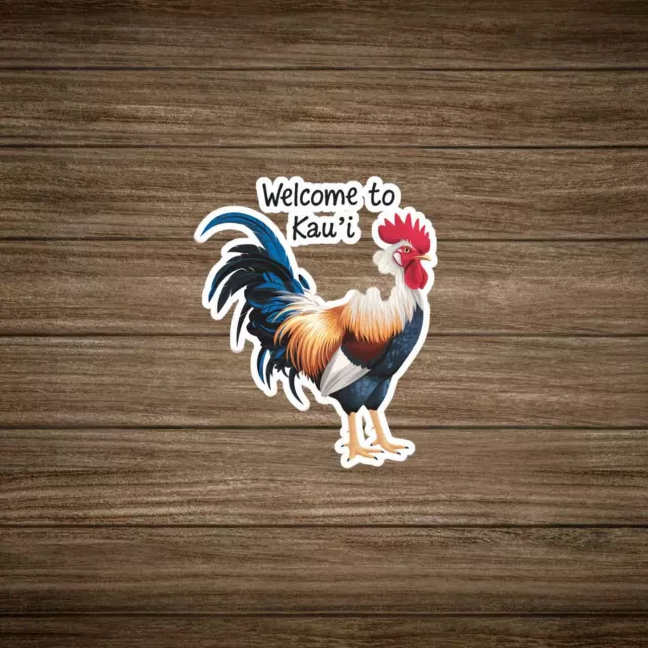 DOPASTICKER Welcome To Kau'I Rooster Sticker - Colorful Hawaiian Island ...