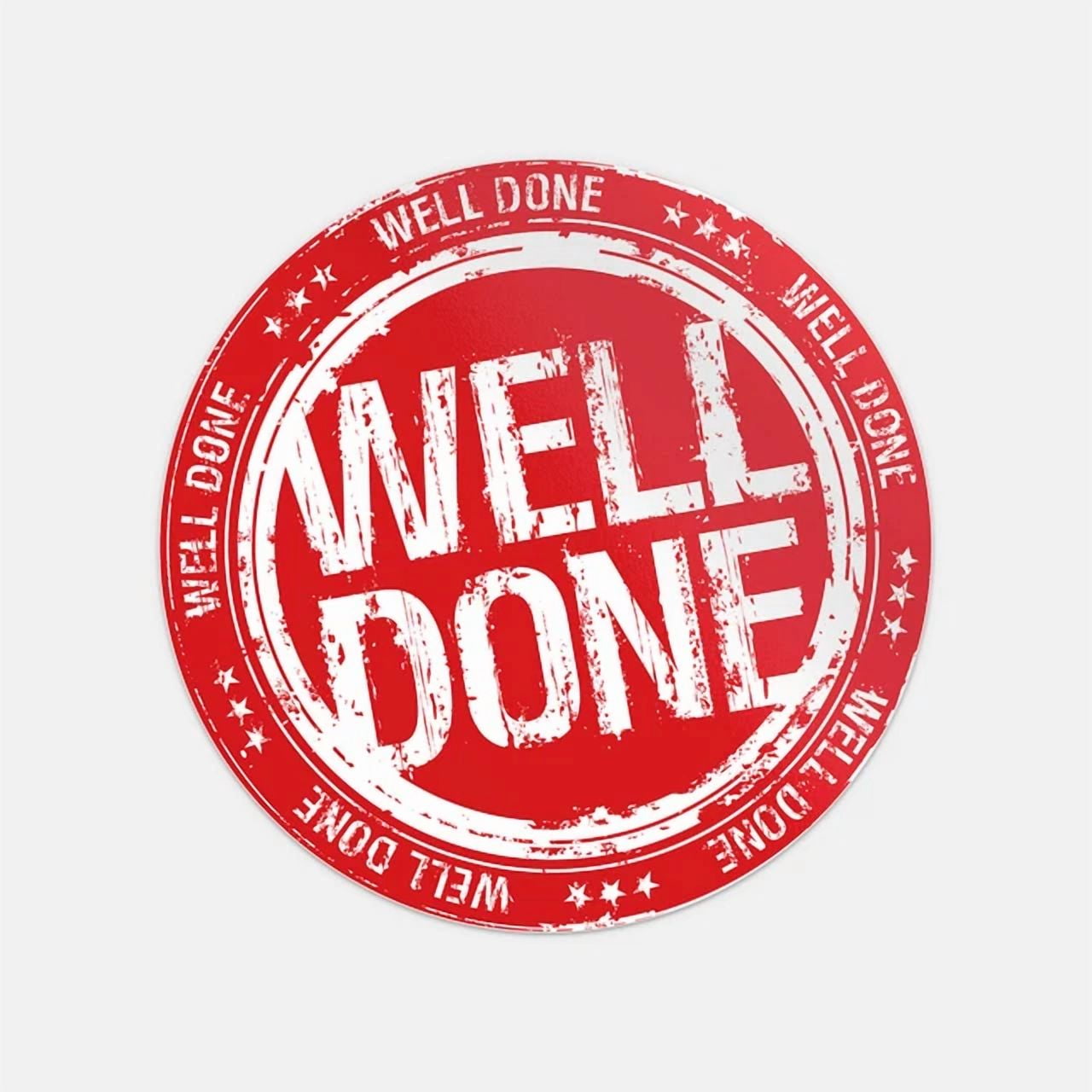 DOPASTICKER Well Done Red Grunge Sticker Decal Phone Decal Water Bottle ...