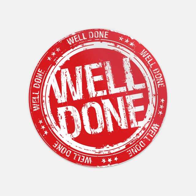 DOPASTICKER Well Done Red Grunge Sticker Decal Phone Decal Water Bottle ...