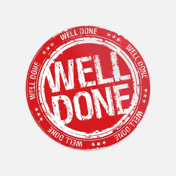 DOPASTICKER Well Done Red Grunge Sticker Decal Phone Decal Water Bottle ...