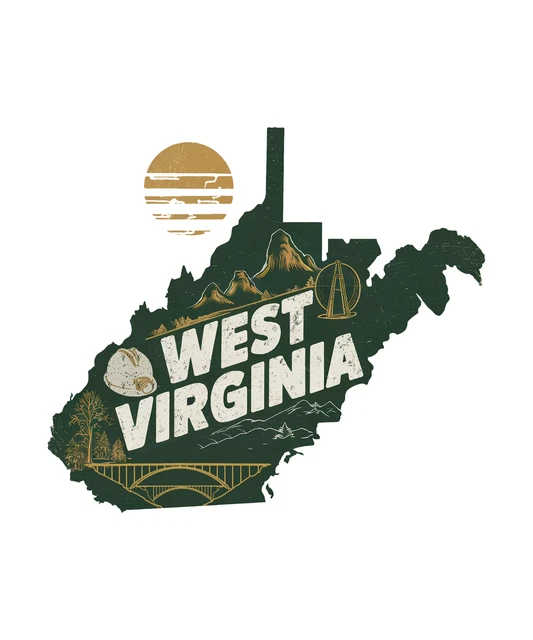 DOPASTICKER West Virginia State Sticker History Mountains Gods Country ...