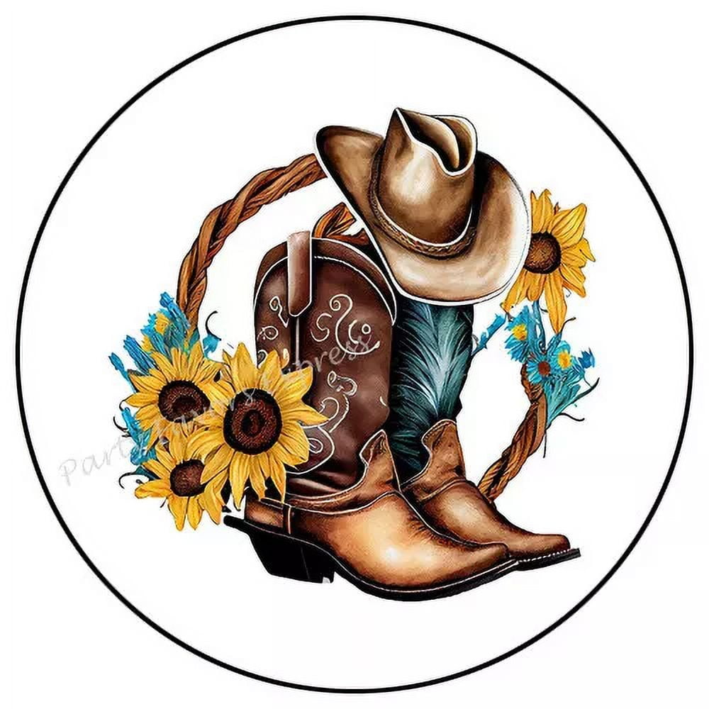 DOPASTICKER Western Cowboy Boots Hat Sunflowers Decorative Laptop ...