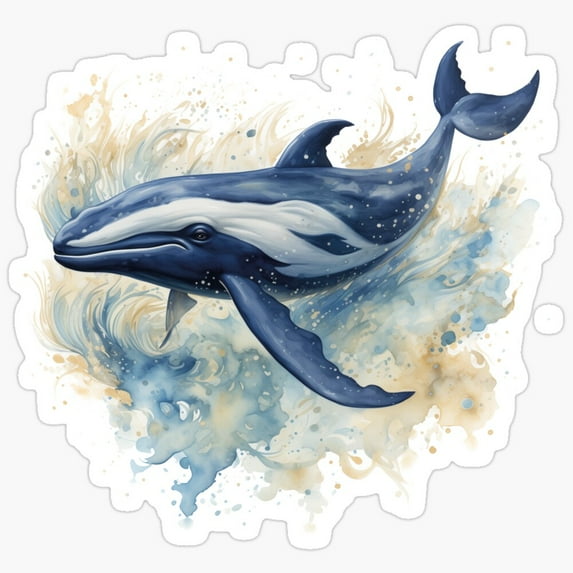 DOPASTICKER Whale Blue Watercolor, Underwater Dream Sticker Phone ...