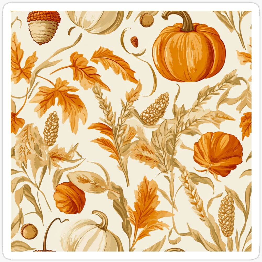 DOPASTICKER Wheat Ears And Festive Pumpkins Sticker Phone Decal Water ...