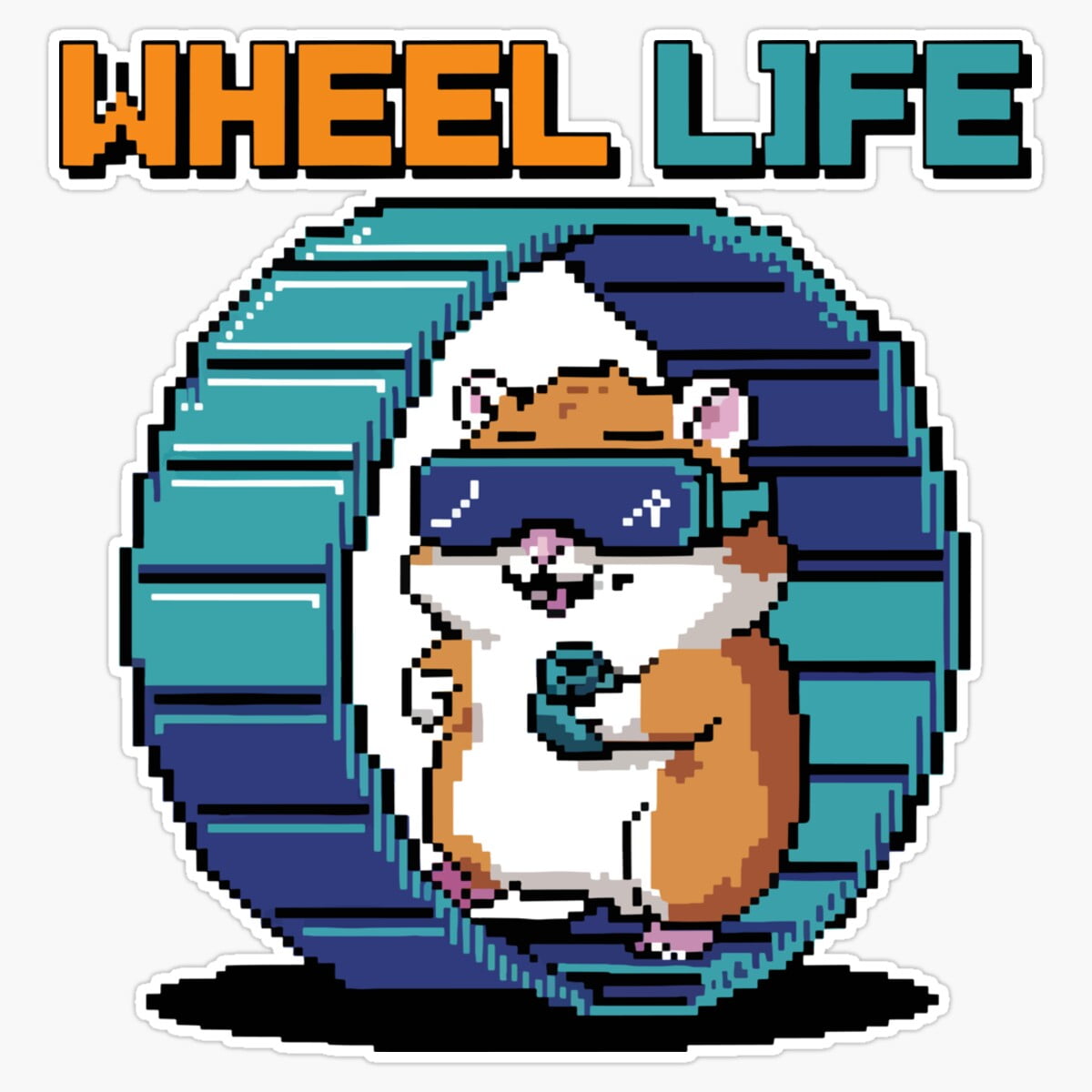 DOPASTICKER Wheel Life Pixel Art Hamster Gaming Sticker, Phone Sticker ...
