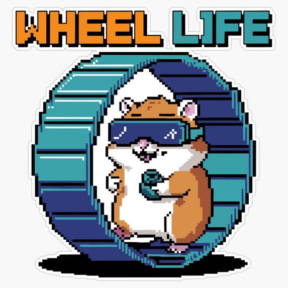 DOPASTICKER Wheel Life Pixel Art Hamster Gaming Sticker, Phone Sticker ...