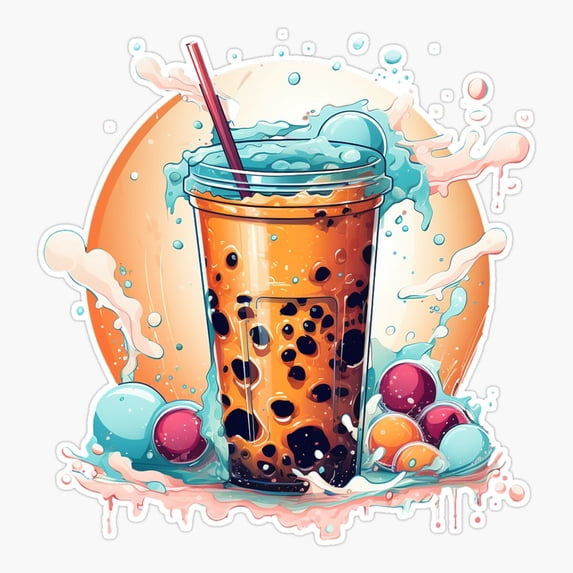 DOPASTICKER Whimsical Bubble Tea, Unique Artwork For Bubble Tea Lovers ...