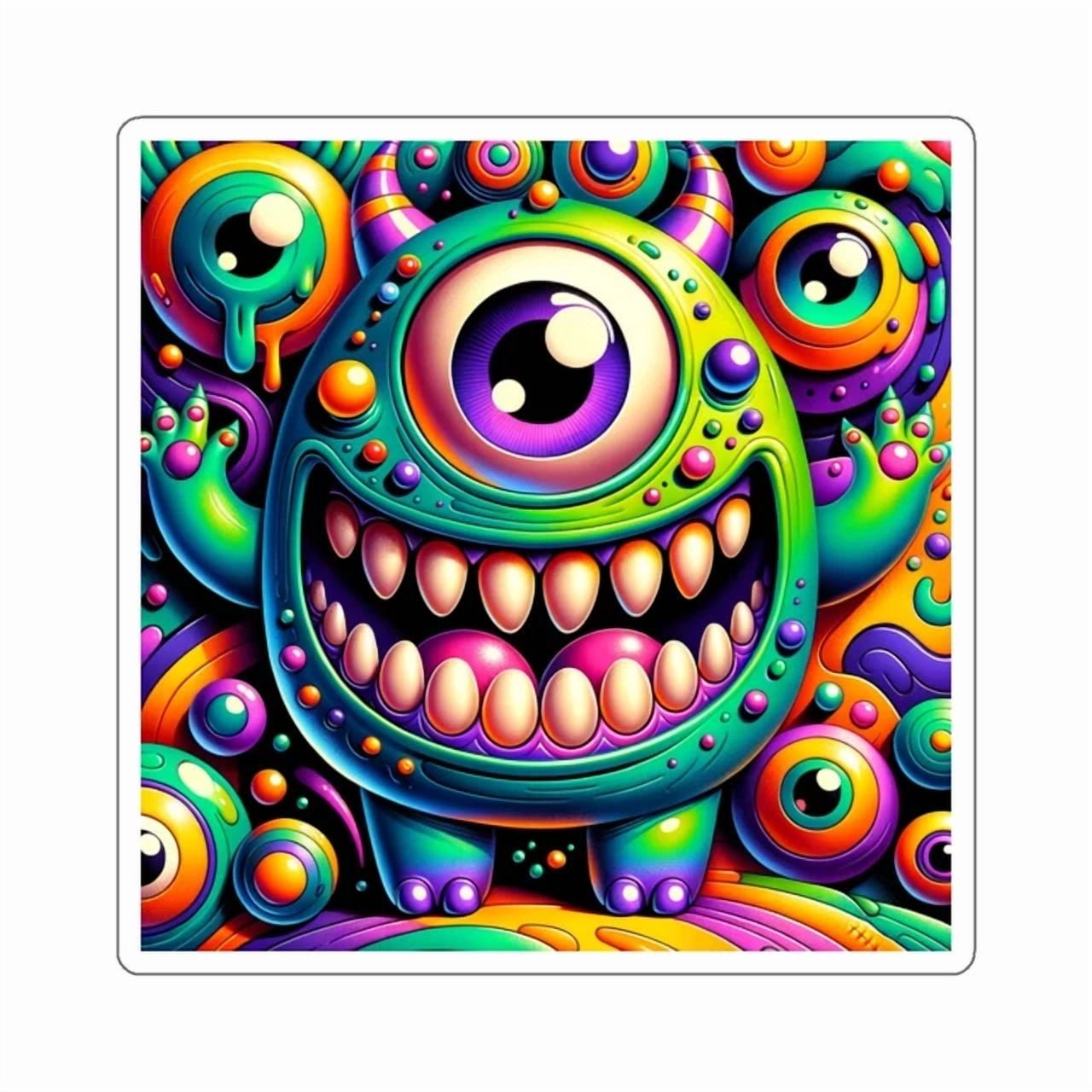 DOPASTICKER Whimsical Monster Artwork Neon Colorful Lighthearted ...