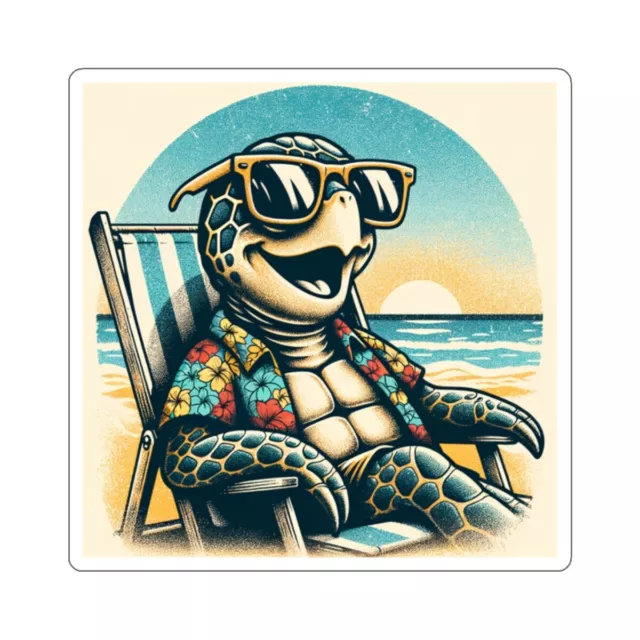 DOPASTICKER Whimsical Sea Turtle Beach Art- Decorative Laptop, Phone ...