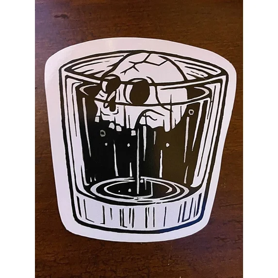 DOPASTICKER Whisky Glass Sticker Skull Ice Sticker Phone Sticker, Latop ...