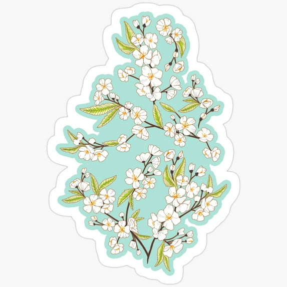 DOPASTICKER White Blossom Gardenminty Blue Sticker Birthday Gifts ...