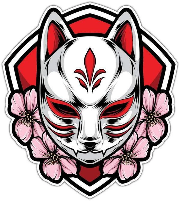 DOPASTICKER White Cat Head Pet Car Mask Flowers Window Sticker Decal ...