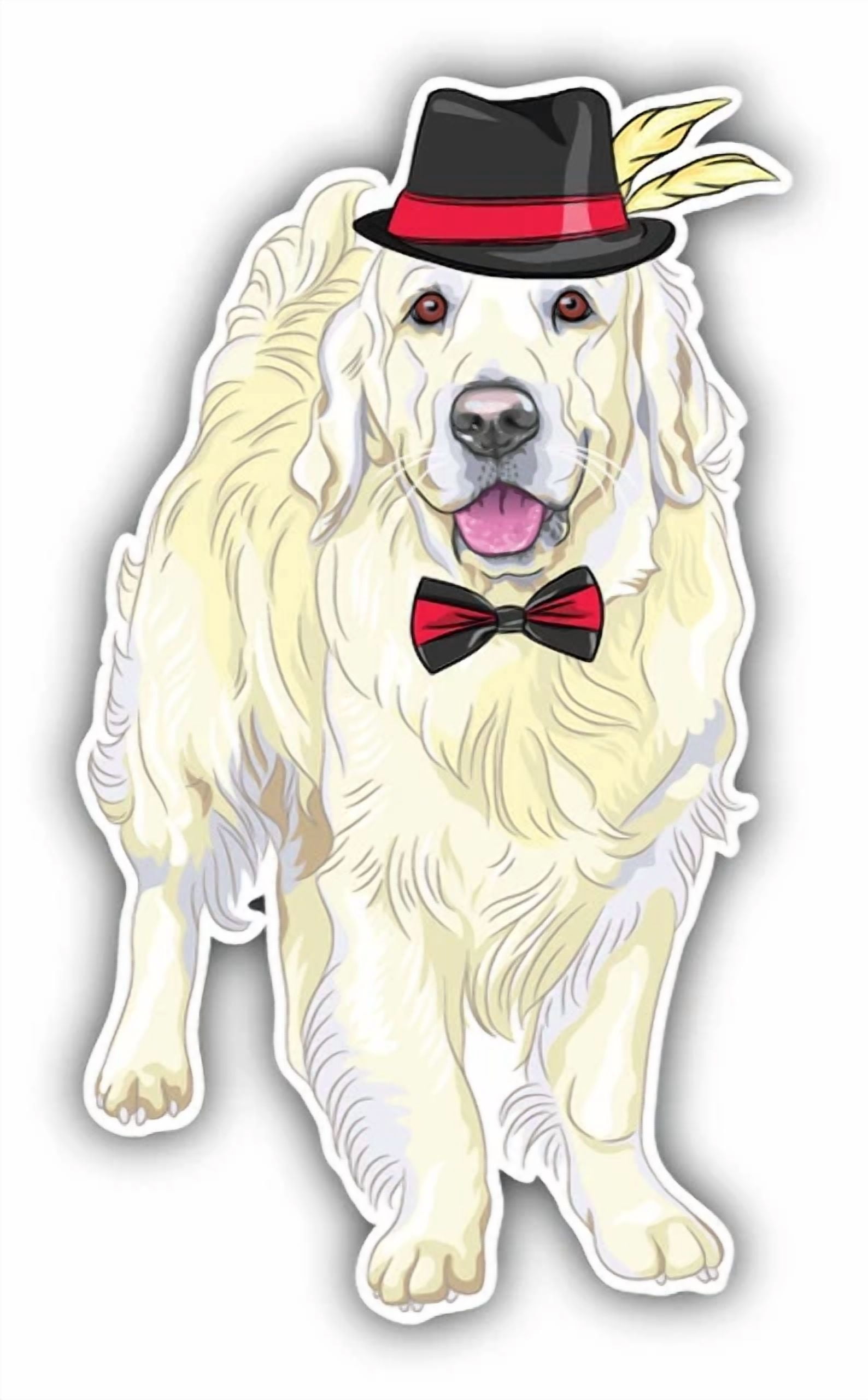 DOPASTICKER White Labrador Gentleman Car Sticker Phone Water Bottle ...