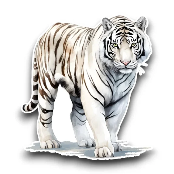 DOPASTICKER White Siberian Tiger Watercolour Animal Sticker Car Laptop ...