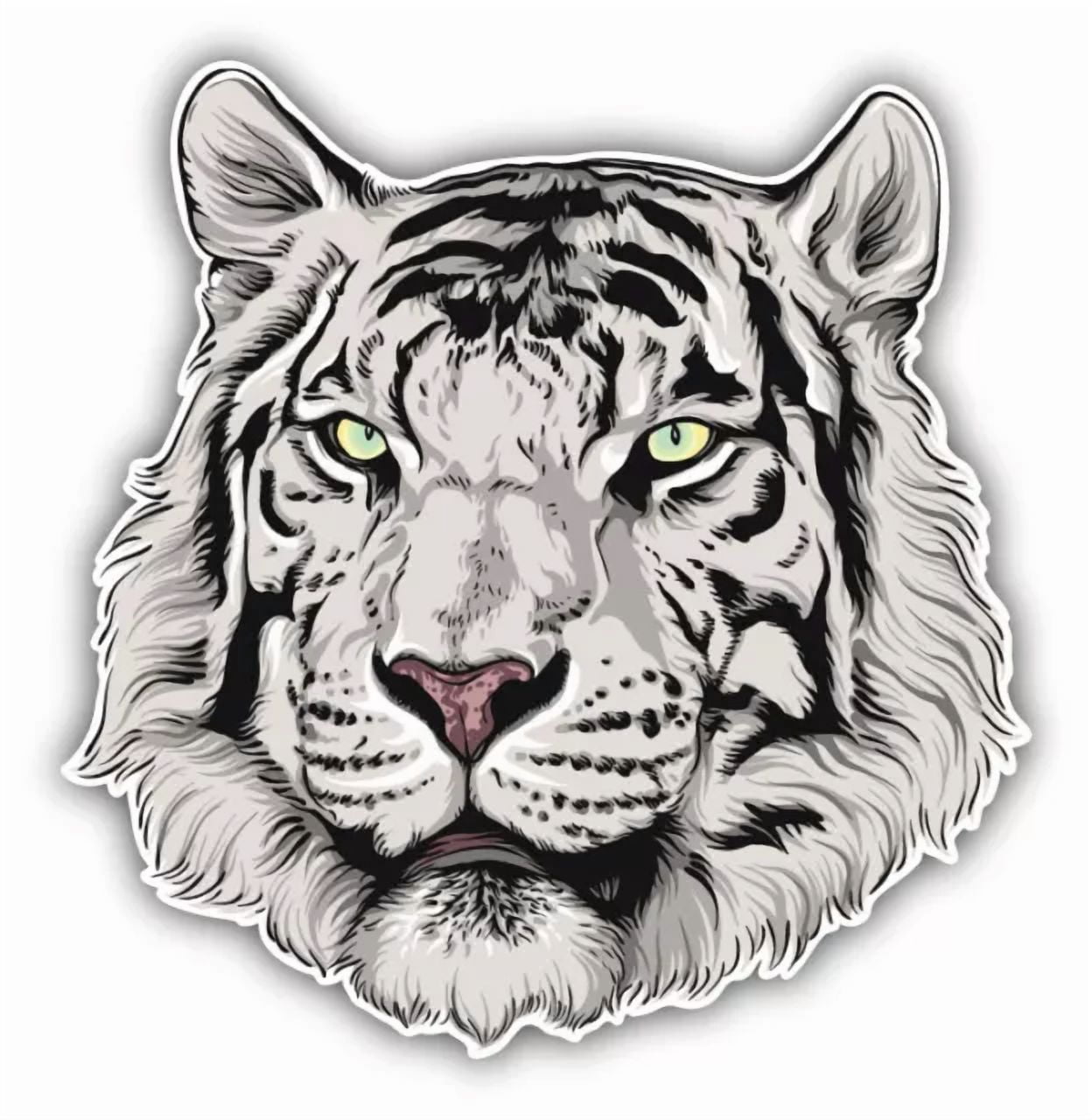 DOPASTICKER White Tiger Realistic Head Animal Sticker Decal Phone Decal ...