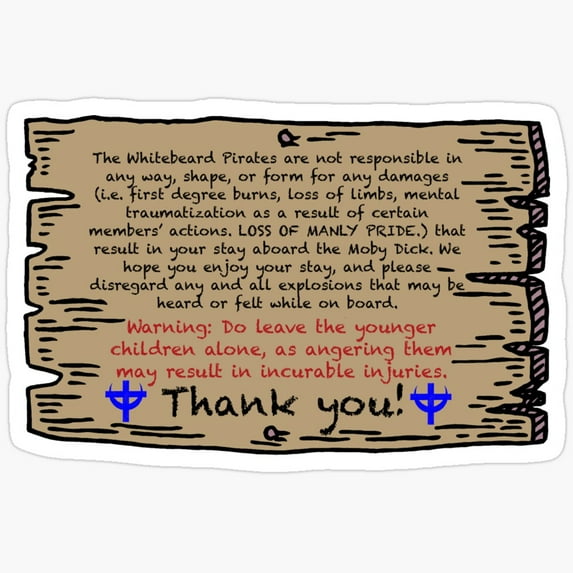 DOPASTICKER Whitebeard Asl Trio Warning Sign Sticker Phone Decal Water ...