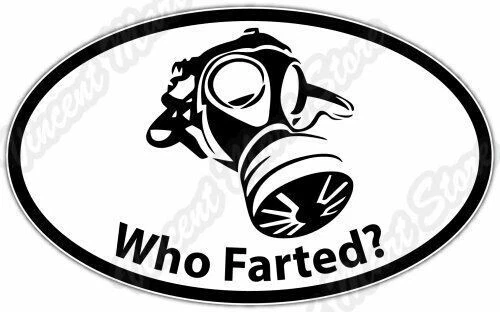 DOPASTICKER Who Farted Fart Mask Oval Car Sticker Decal Phone Decal ...