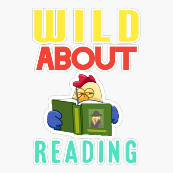 DOPASTICKER Wild About Reading. Sticker, Phone Sticker Water Bottle ...
