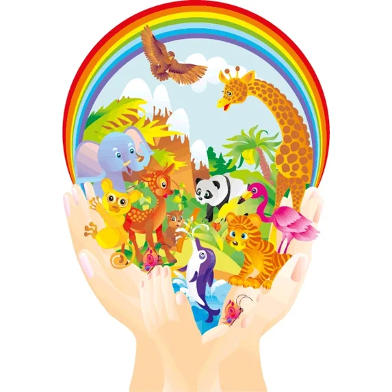 DOPASTICKER Wild Animals Rainbow Cartoon Sticker Decal Phone Decal ...