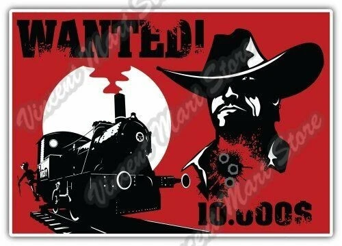 DOPASTICKER Wild West Train Outlaw Bandit Reward Car Sticker Decal ...
