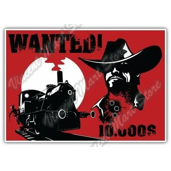 DOPASTICKER Wild West Train Outlaw Bandit Reward Car Sticker Decal ...