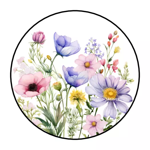 DOPASTICKER Wildflowers Envelope Seals Stickers Labels Floral Pink ...