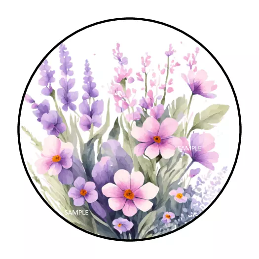 DOPASTICKER Wildflowers Envelope Seals Stickers Labels Purple Pink ...