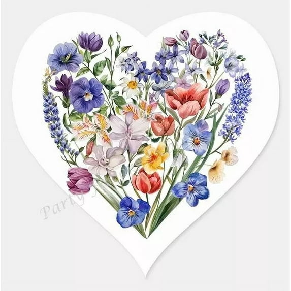 DOPASTICKER Wildflowers - (Heart Shaped) Decorative Laptop, Phone ...