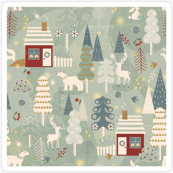 DOPASTICKER Winter Forrest Animals Pattern Sticker Birthday Gifts Phone ...