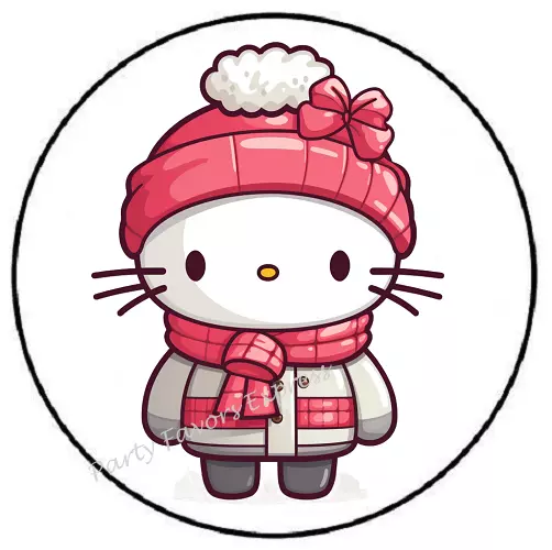 DOPASTICKER Winter Kitty Chris.Tmas Stickers Favors Gift You - Decorate ...